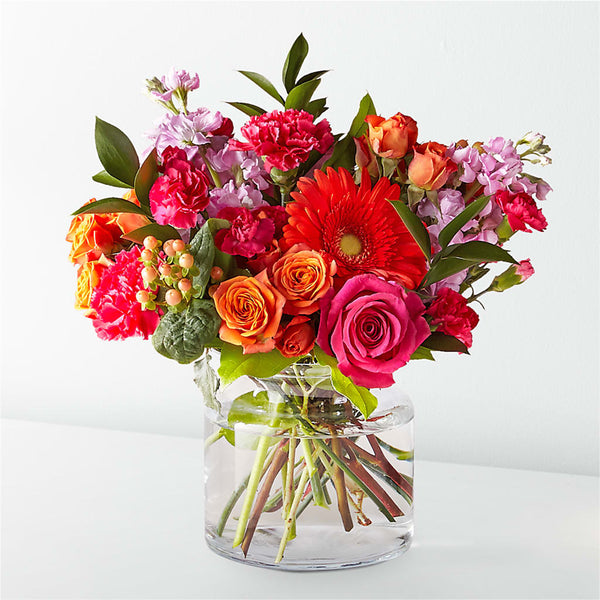 Fiesta Bouquet – orange, peach, pink flower arrangement | West Des ...