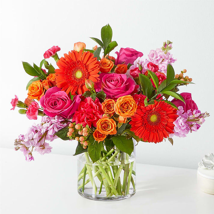 Fiesta Bouquet – orange, peach, pink flower arrangement | West Des ...