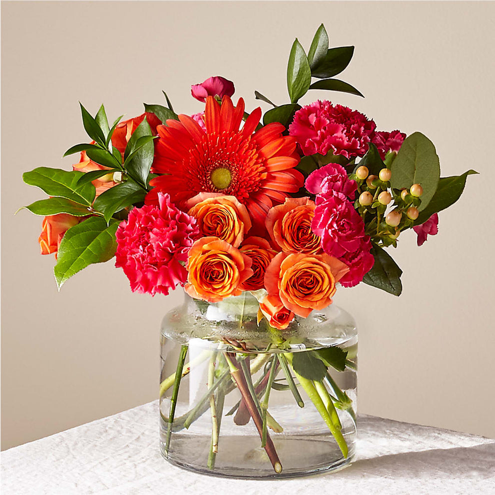 Fiesta Bouquet – orange, peach, pink flower arrangement | West Des ...